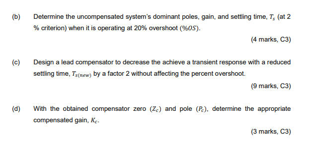 Solved (b) ﻿Determine the uncompensated system's dominant | Chegg.com