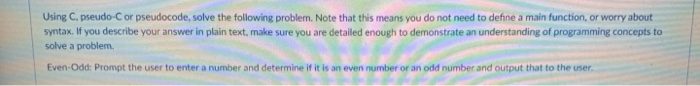 Solved Using C. pseudo-Cor pseudocode, solve the following | Chegg.com