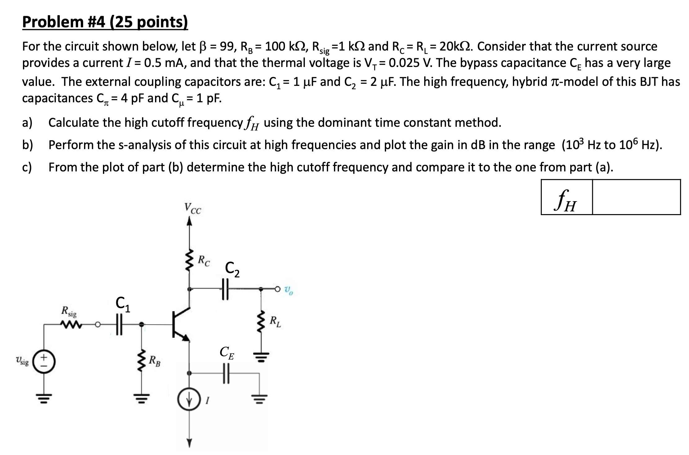 Problem #4 (25 ﻿points)For the circuit shown below, | Chegg.com