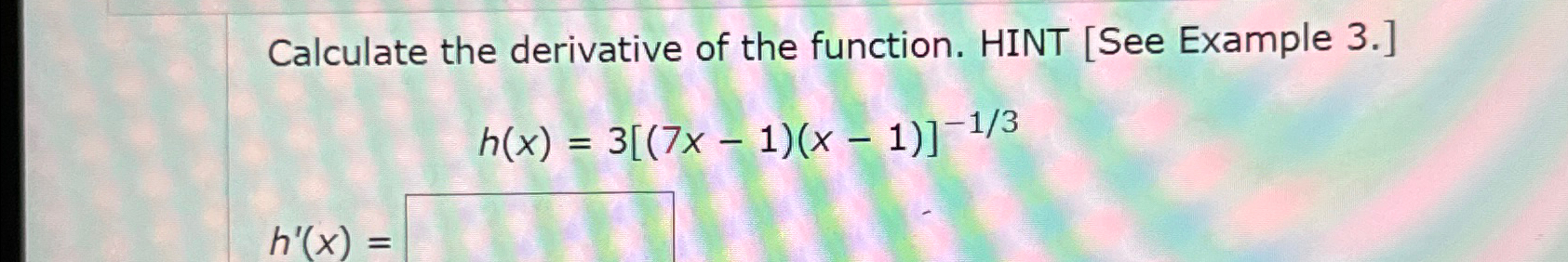 Solved Calculate the derivative of the function. HINT [See | Chegg.com