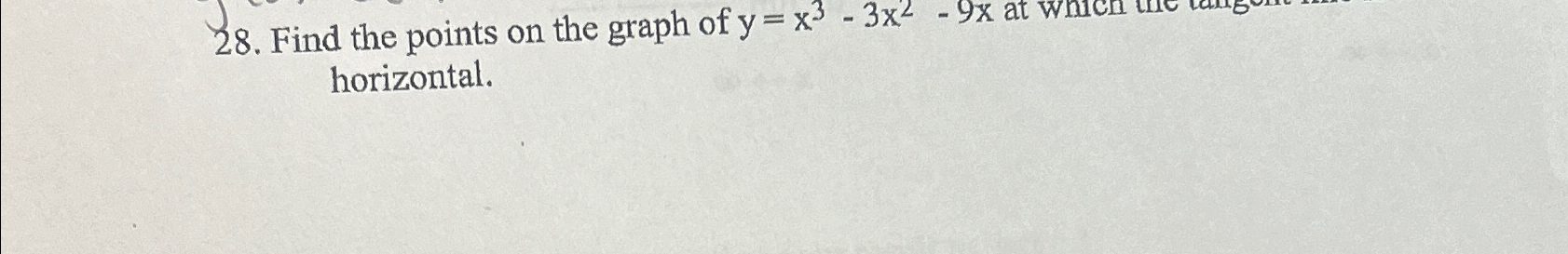 Solved Find the points on the graph of y=x3-3x2-9x ﻿at which | Chegg.com