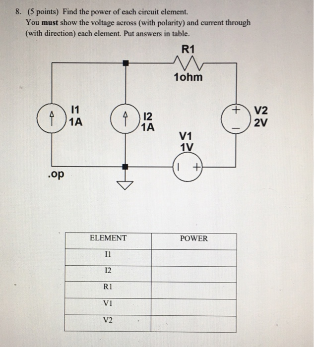 Solved 8 5 Points Find The Power Of Each Circuit Element 4651