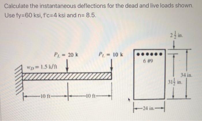 Solved Calculate the instantaneous deflections for the dead | Chegg.com