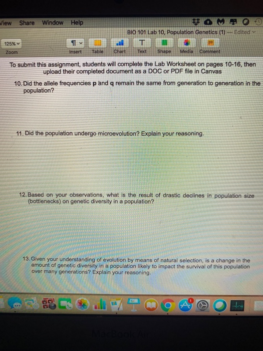 Solved S People Tab Window Help *OMO BIO 101 Lab 10, | Chegg.com