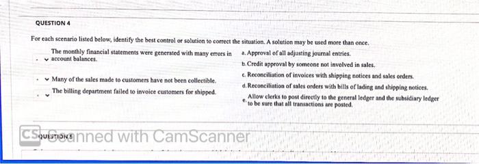 Solved QUESTION 4 For each scenario listed below, identify | Chegg.com