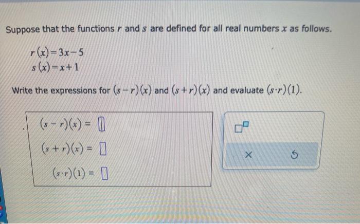 Solved Suppose that the functions r and s are defined for | Chegg.com