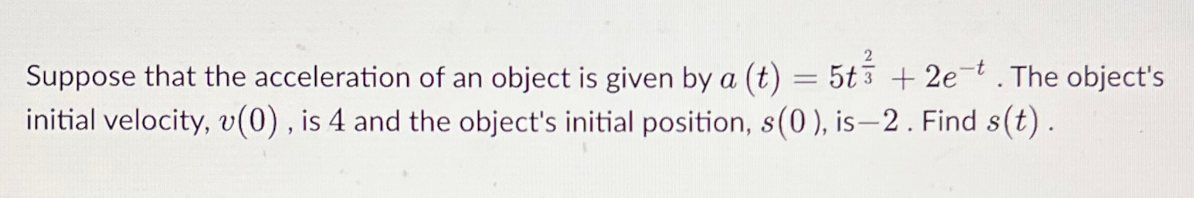 Solved Suppose that the acceleration of an object is given | Chegg.com