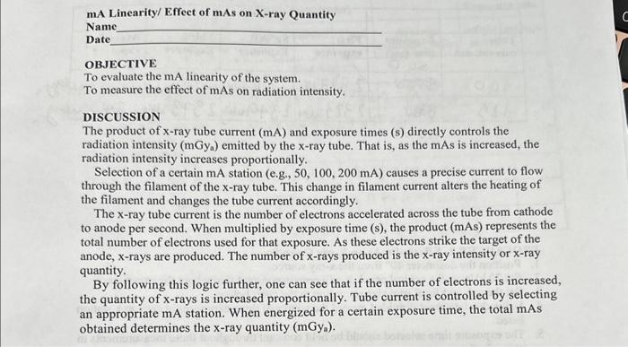 Solved OBJECTIVE To evaluate the mA linearity of the system. | Chegg.com