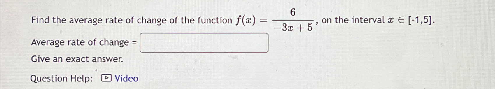 Solved Find the average rate of change of the function | Chegg.com