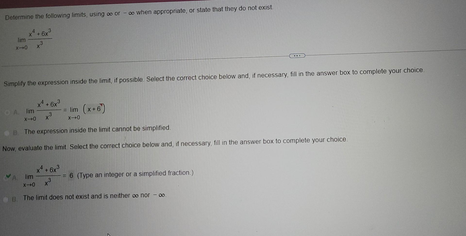 Solved Determine the following limits, using oo or −∞ when | Chegg.com