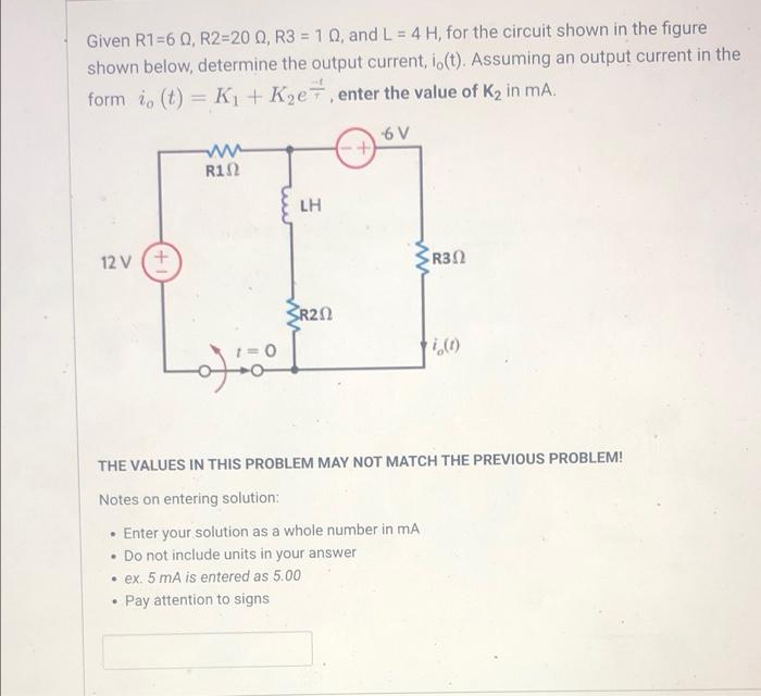 Solved Given R1=60, R2=20 Q, R3 = 10, and L = 4H, for the | Chegg.com