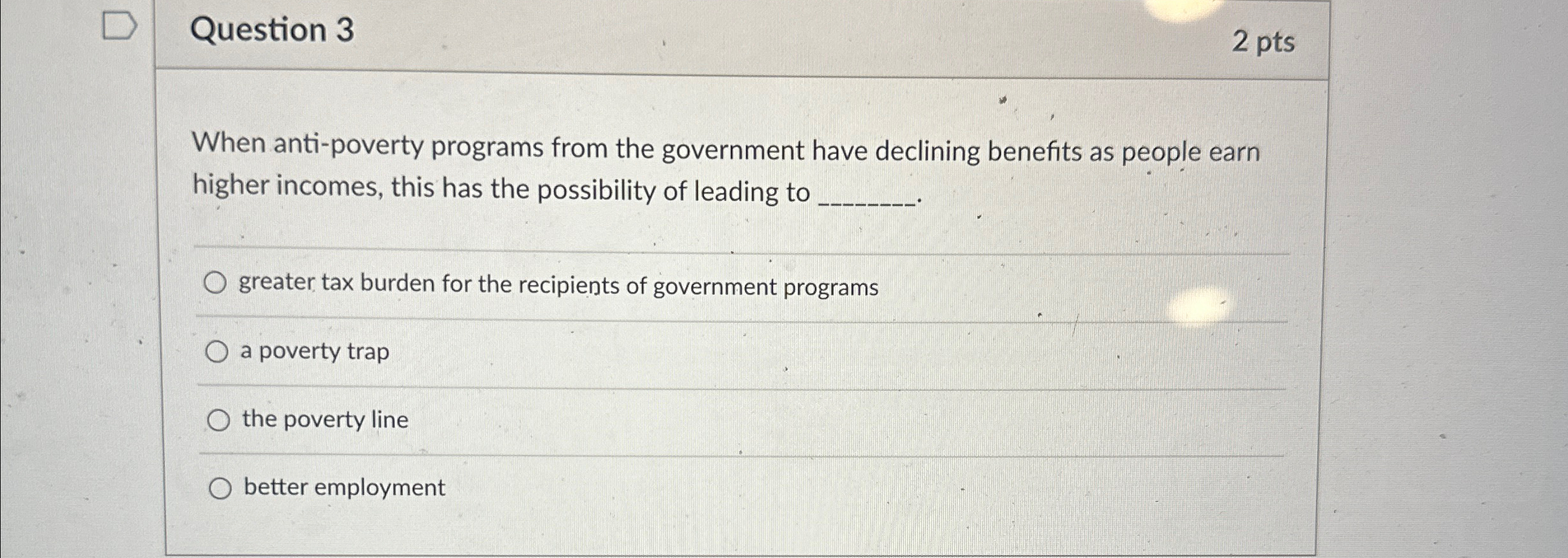 Solved Question 32 ﻿ptsWhen anti-poverty programs from the | Chegg.com
