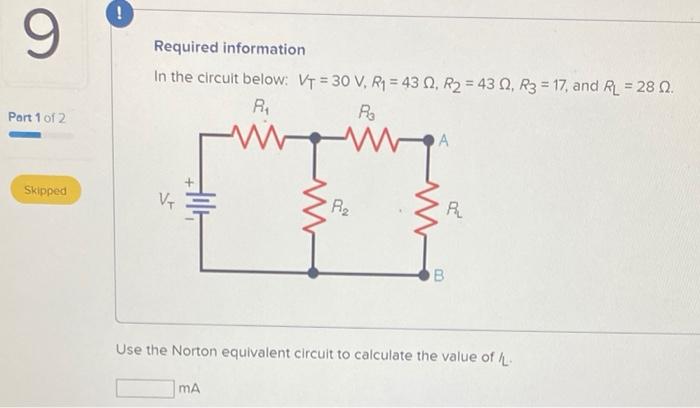 Solved ! 8 Required information In the circuit below: R4 = | Chegg.com
