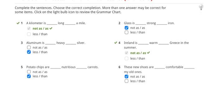 Solved Complete the sentences. Choose the correct | Chegg.com