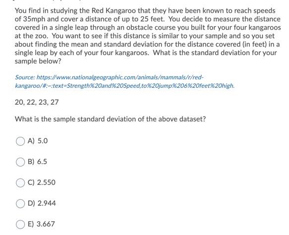 Solved You find in studying the Red Kangaroo that they have | Chegg.com