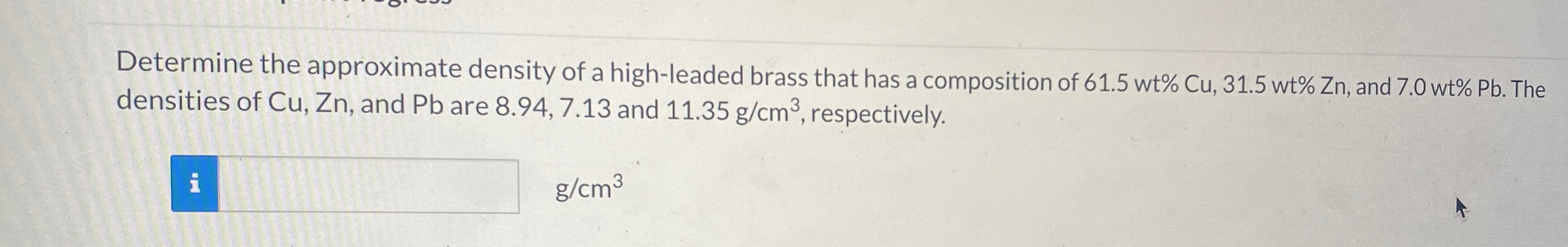 Solved Determine the approximate density of a high-leaded | Chegg.com