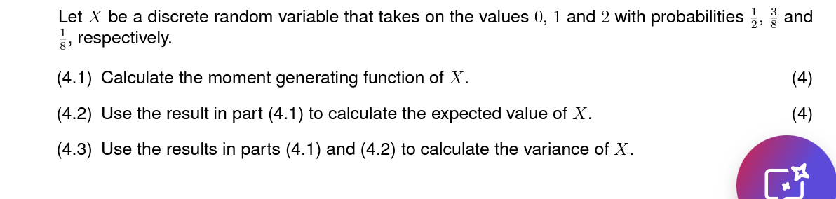 Solved Let x ﻿be a discrete random variable that takes on | Chegg.com