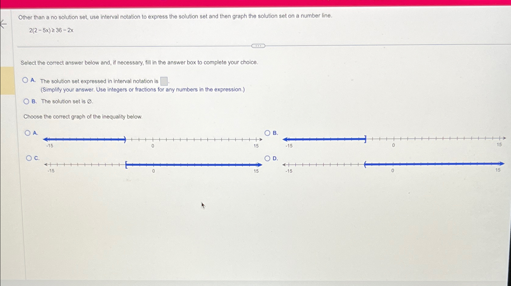 Solved Other than a no solution set, use interval notation | Chegg.com