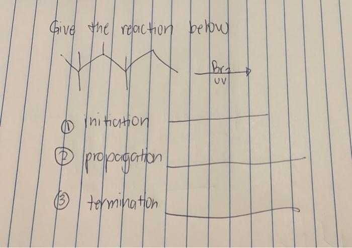 Solved Give the refaction below Bra UV Initiation tion | Chegg.com