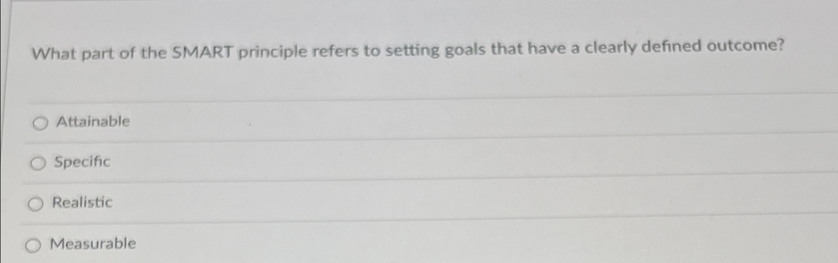 Solved What part of the SMART principle refers to setting | Chegg.com