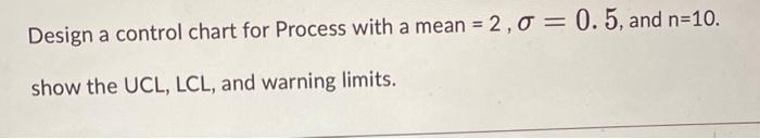 Solved Design a control chart for Process with a mean | Chegg.com
