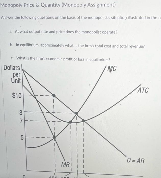 Solved Monopoly Price \& Quantity (Monopoly Assignment) | Chegg.com