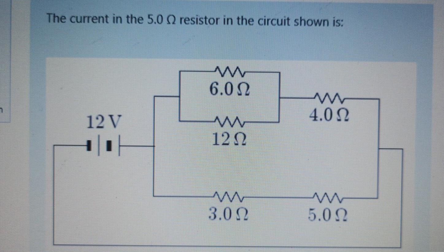 Solved The current in the 5.0 Q resistor in the circuit | Chegg.com
