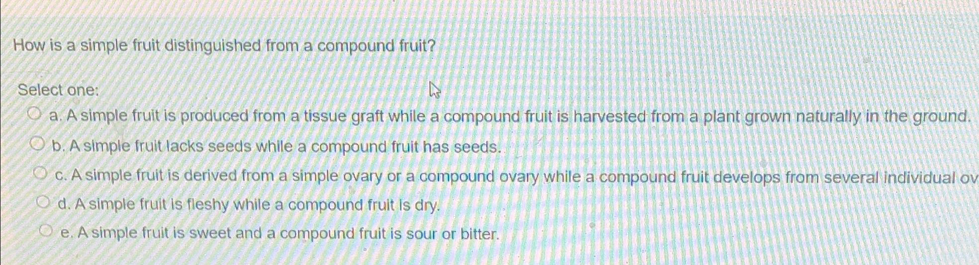 Solved How is a simple fruit distinguished from a compound | Chegg.com