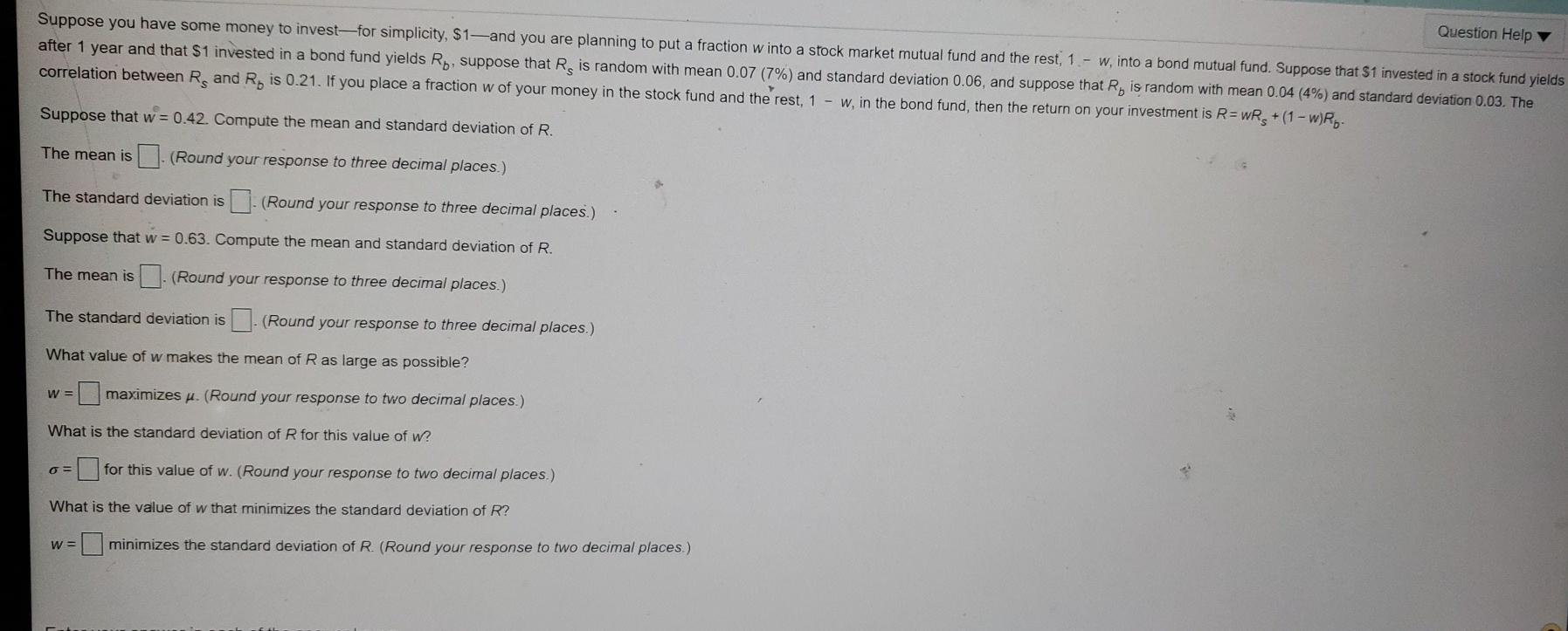 Question Help Suppose you have some money to | Chegg.com