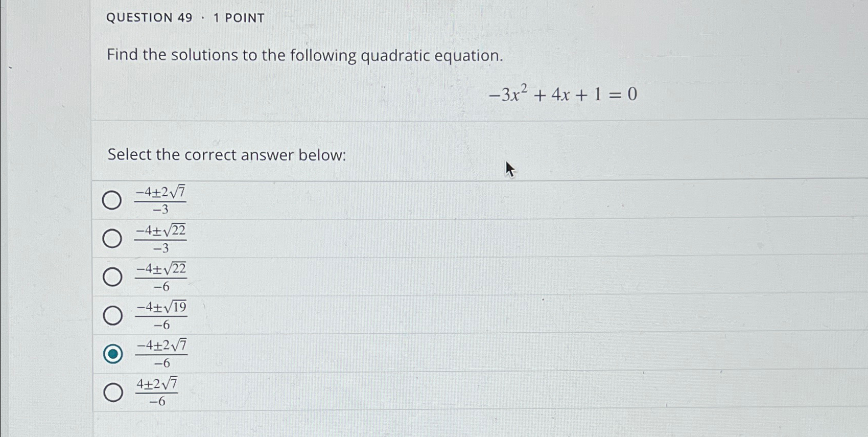 Solved QUESTION 49 * 1 ﻿POINTFind the solutions to the | Chegg.com