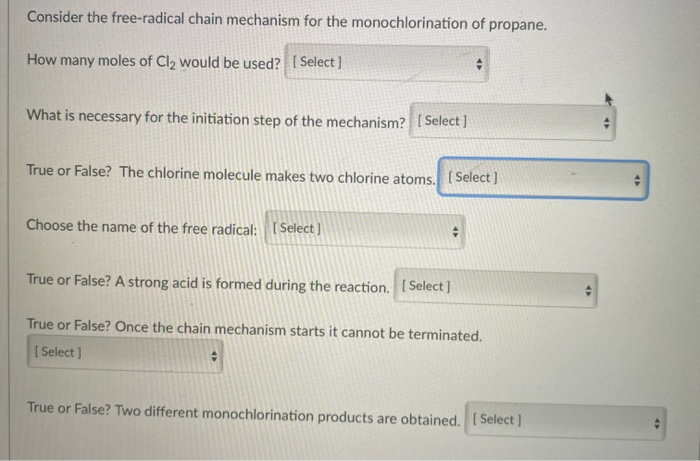 Solved Consider the free-radical chain mechanism for the | Chegg.com