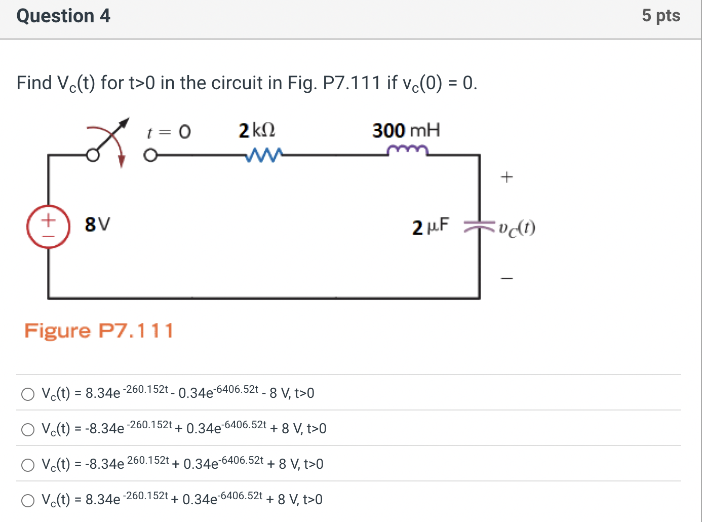 Solved Find Vc(t) ﻿for t>0 ﻿in the circuit in Fig. P7.111 | Chegg.com