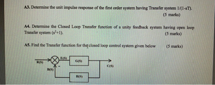 Solved A3. Determine the unit impulse response of the first | Chegg.com