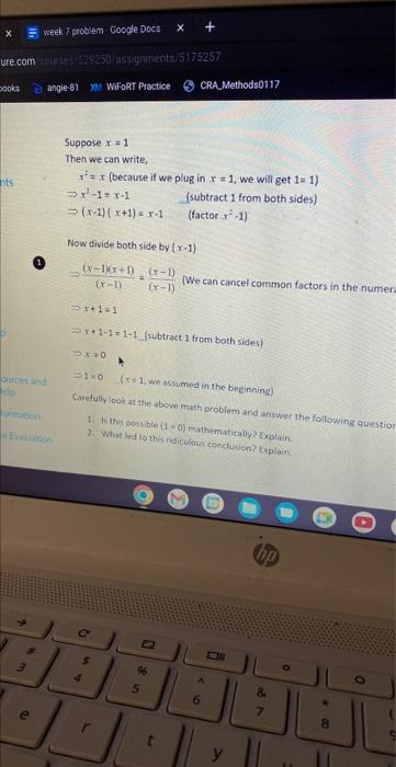 Solved Suppose x=1 Then we can write, x2=x (because if we | Chegg.com