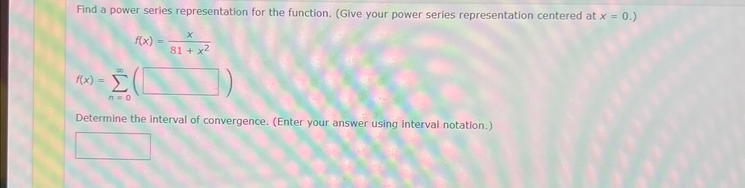 Solved Find a power series representation for the function. | Chegg.com