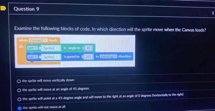 Solved in which direction will yhe sprite move when the | Chegg.com