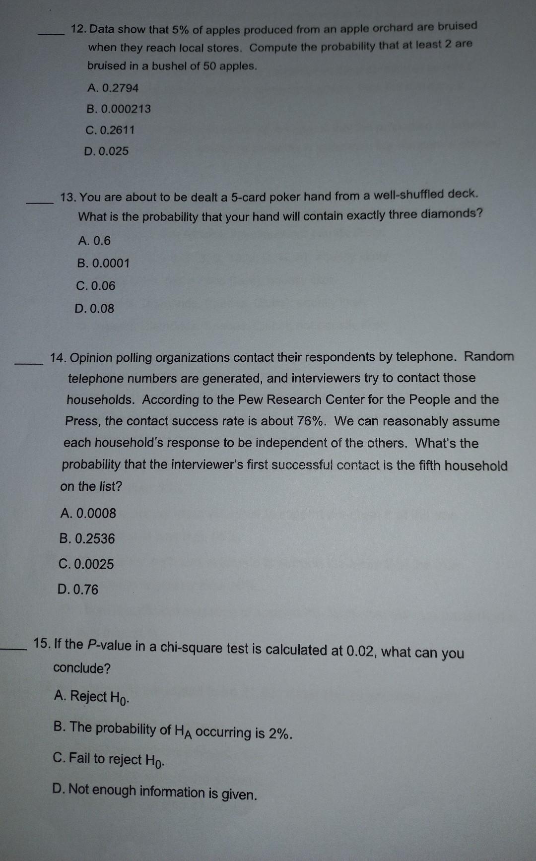 Solved I need these highschool statistics questions to be | Chegg.com