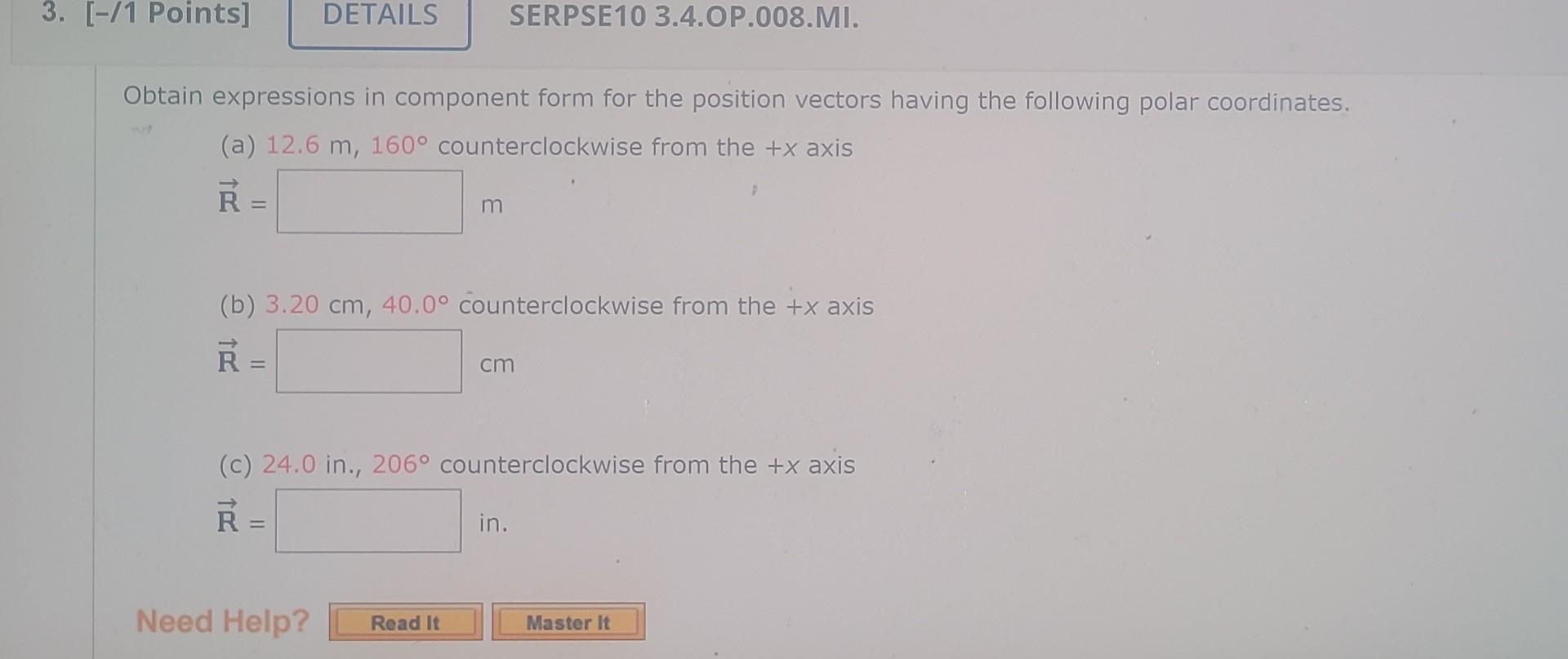 Solved Obtain expressions in component form for the position | Chegg.com