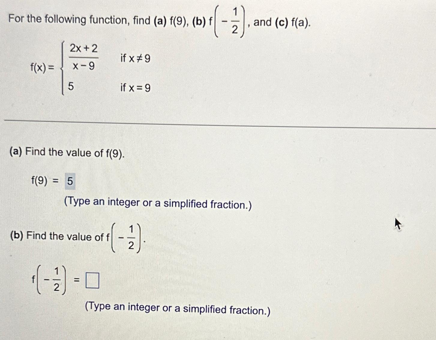 Solved For the following function, find | Chegg.com