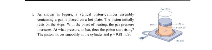 Solved 1. As shown in Figure, a vertical piston-cylinder | Chegg.com