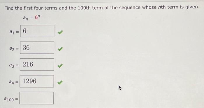 Solved Find the first four terms and the 100th term of the | Chegg.com