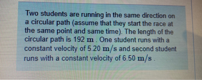 Solved Two students are running in the same direction on a | Chegg.com