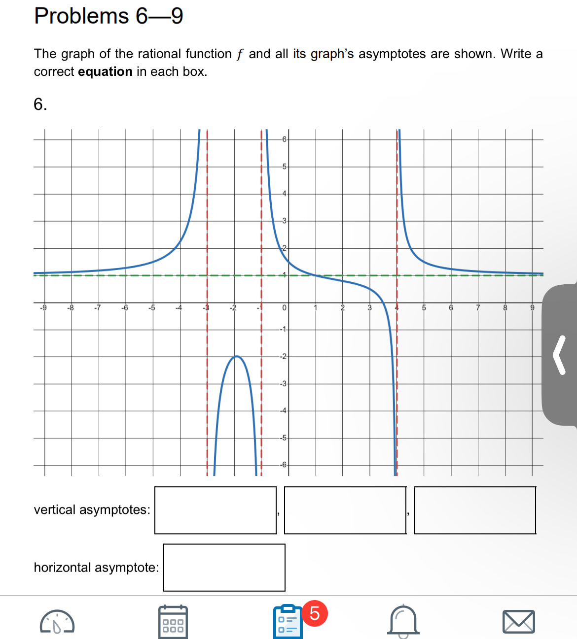 Solved Problems 6-9The graph of the rational function f ﻿and | Chegg.com