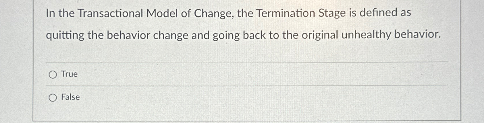 Solved In the Transactional Model of Change, the Termination | Chegg.com