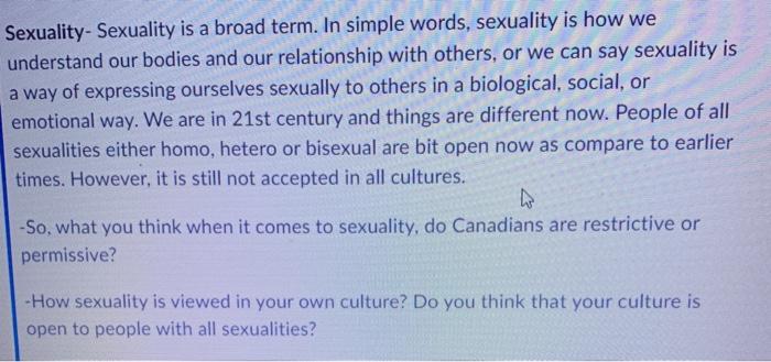 Solved Sexuality Sexuality Is A Broad Term In Simple Words 8425