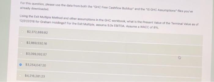 For this question, please use data in the "GHC Free | Chegg.com