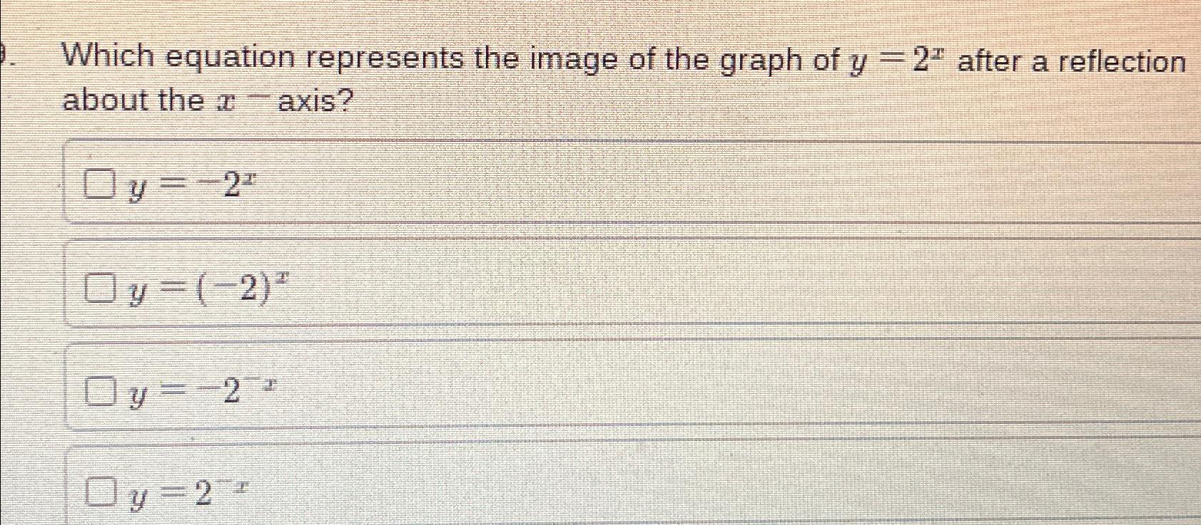 Solved Which equation represents the image of the graph of | Chegg.com