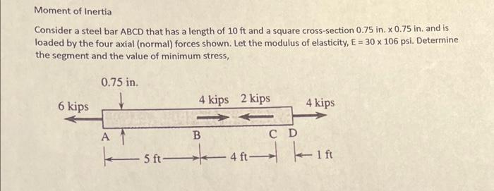 Solved Moment of Inertia Consider a steel bar ABCD that has | Chegg.com