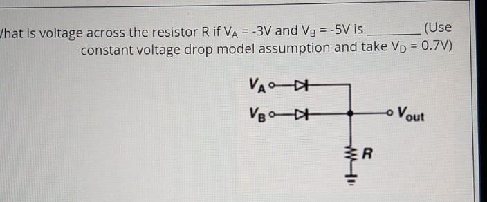 Solved That is voltage across the resistor R if VA = -3V and | Chegg.com