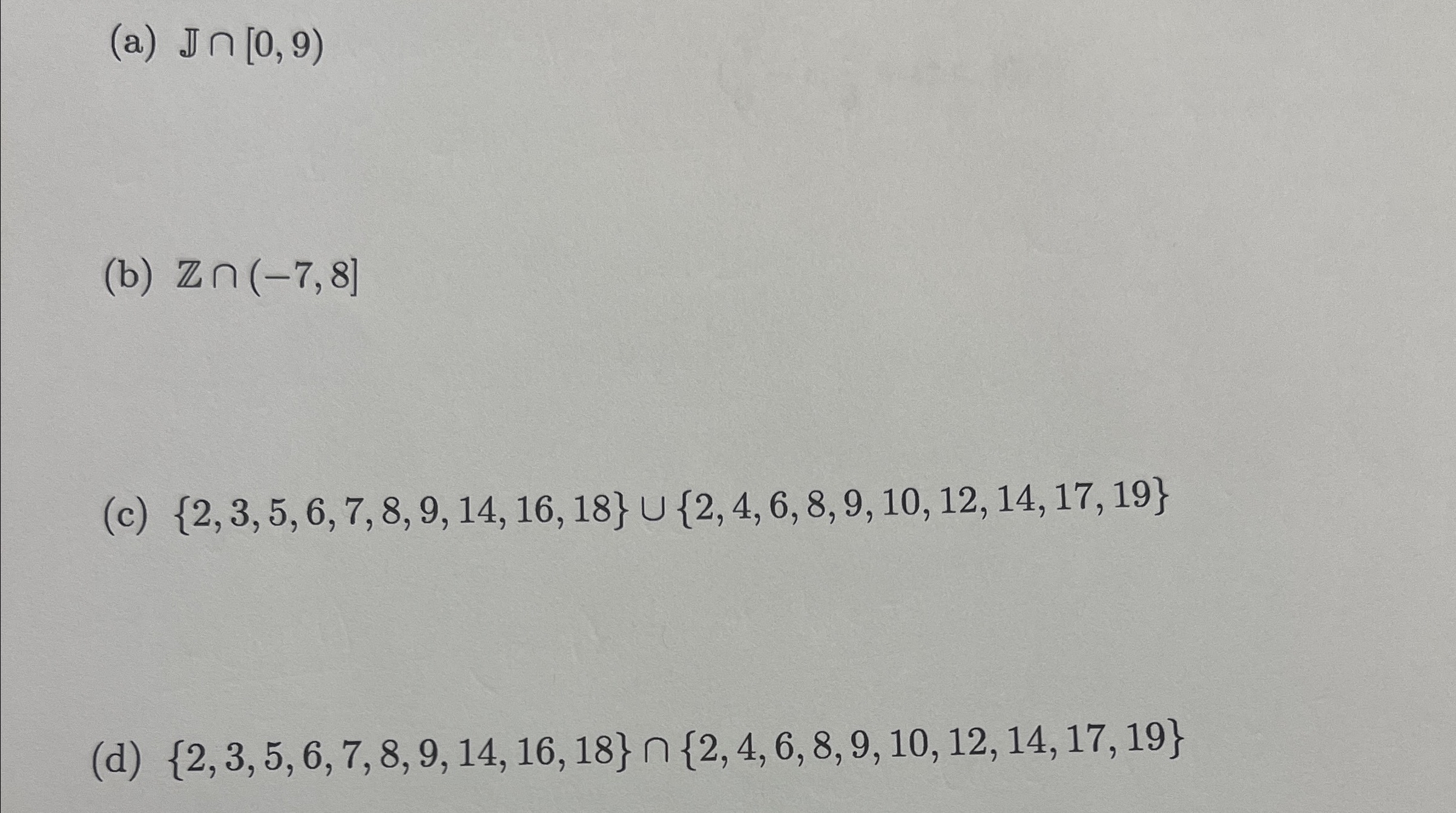 Solved List the elements of each of the following | Chegg.com